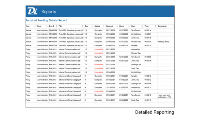 Reporting Features | Document Locator