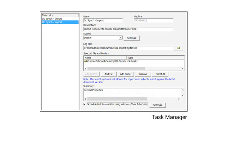 Task Manager Feature | Document Locator